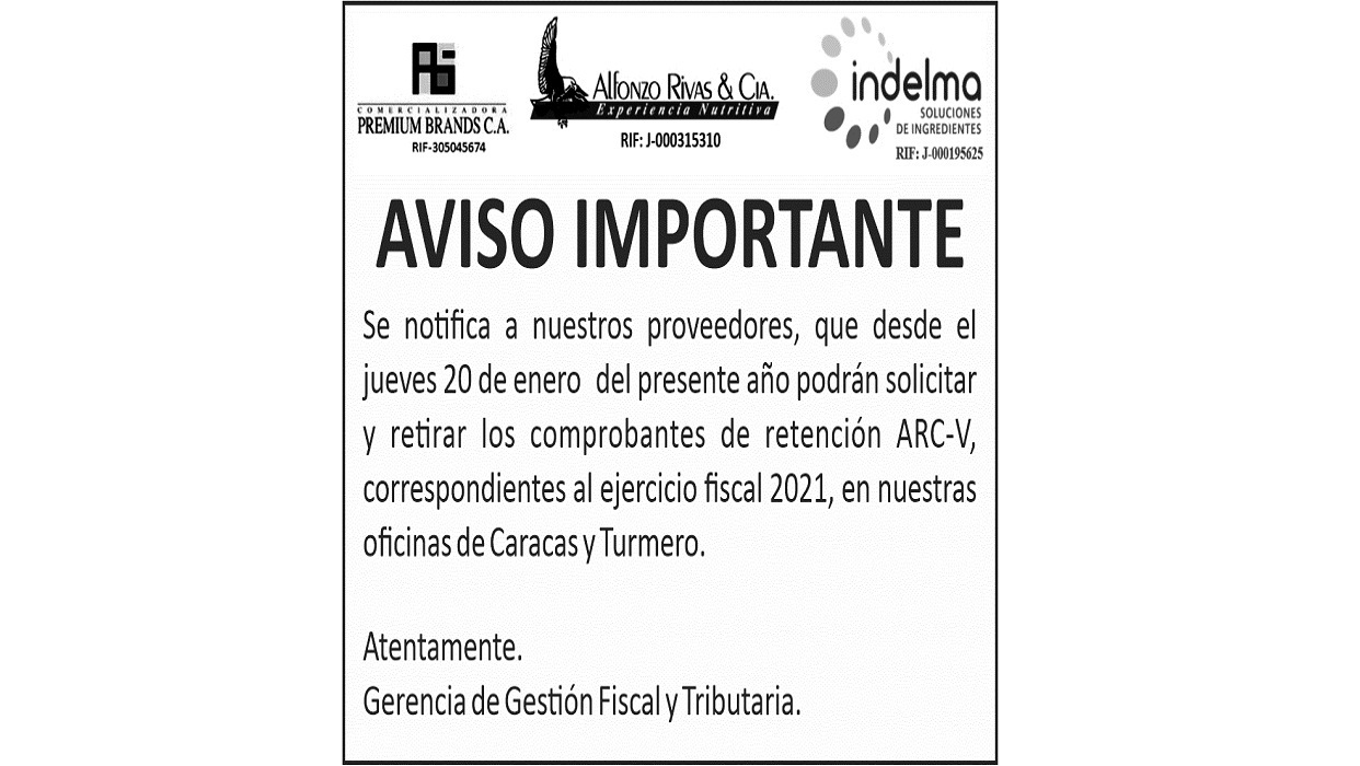 COMUNICADO ALFONZO RIVAS & CIA