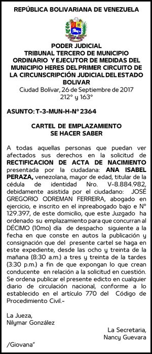 CARTEL EXPEDIENTE 2364