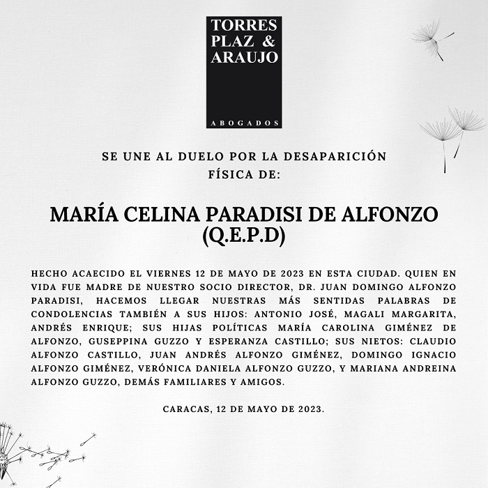 María Celina Paradisi De Alfonzo