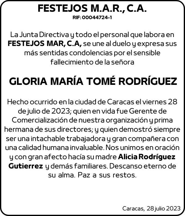 GLORIA MARÍA TOMÉ RODRÍGUEZ