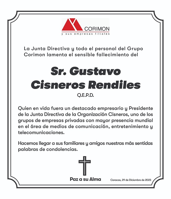 SR. GUSTAVO CISNEROS RENDILES (CORIMON)