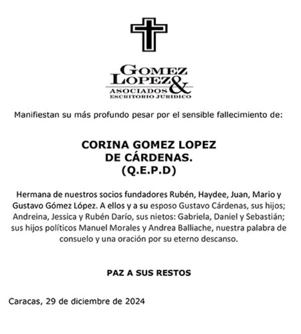 CORINA GÓMEZ LOPEZ DE CARDENAS