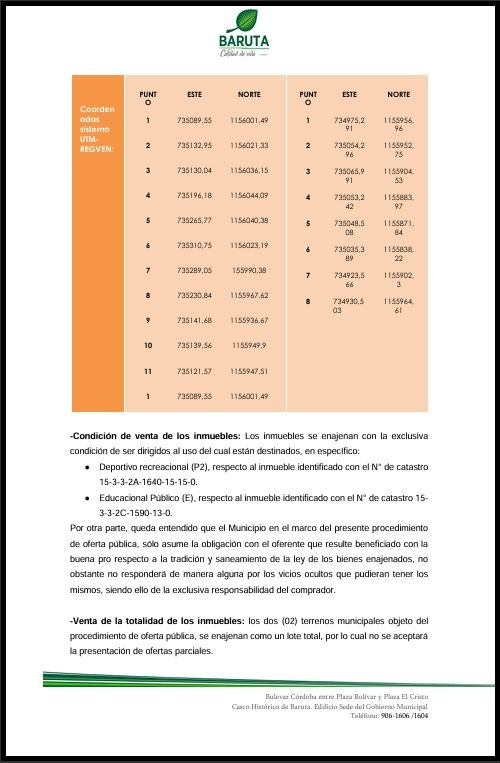 OFERTA PUBLICA ALCALDIA DEL MUNICIPIO BARUTA
