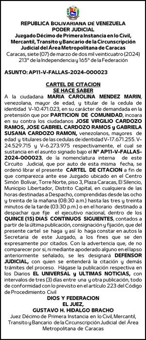 CARTEL EXPEDIENTE AP11-V-FALLAS-2024-000023